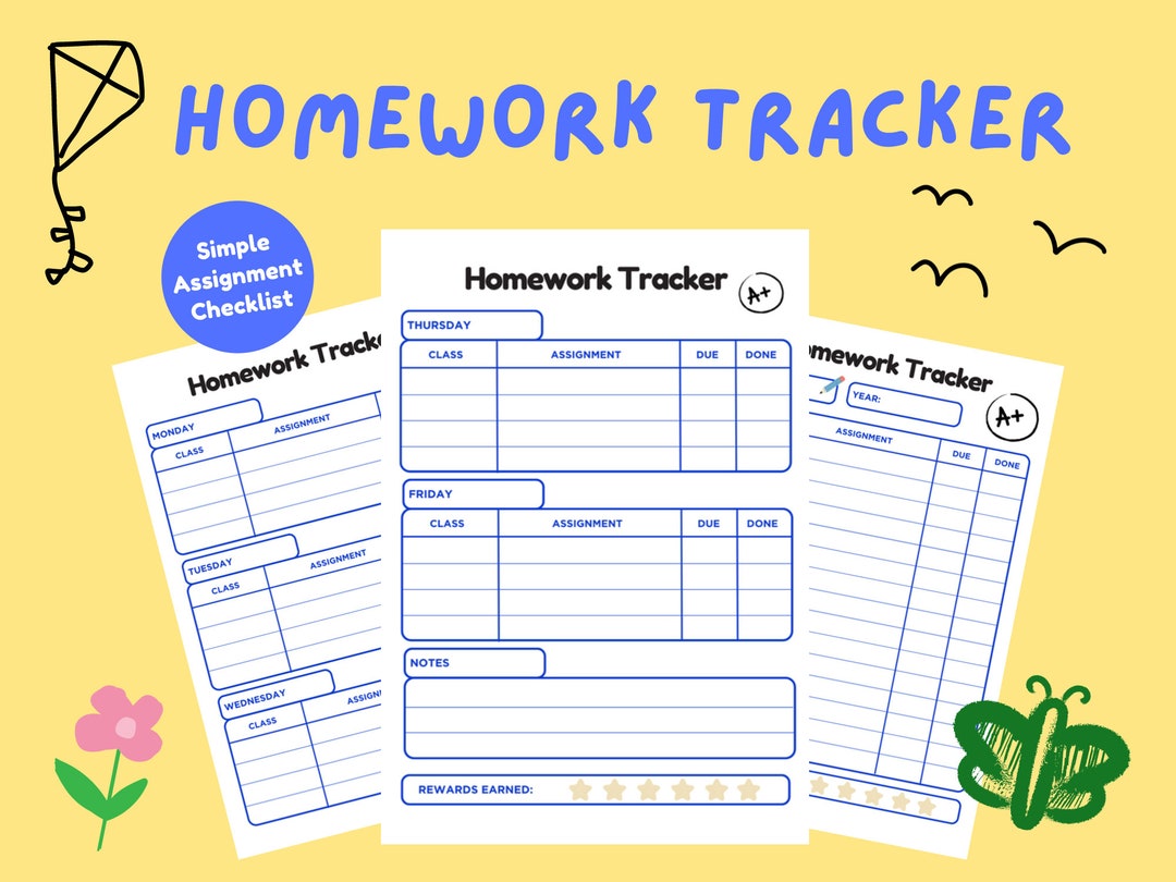 ADHD Student Assignment Tracker | Academic Planner Elementary School ...