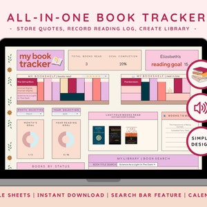 Reading Journal Book Tracker Log | Reading Log Spreadsheet Template ...