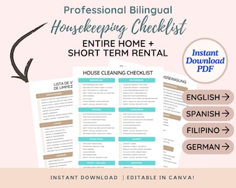 Spanish Housekeeping Cleaning Checklist | Bilingual Hotel Room List for ...