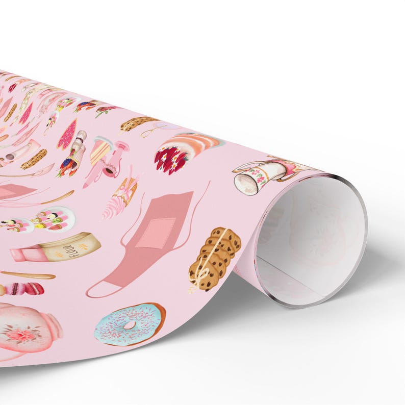 Custom Wrapping Paper Wrapping Paper Roll Pink Sweet Treats Bakery Gift ...