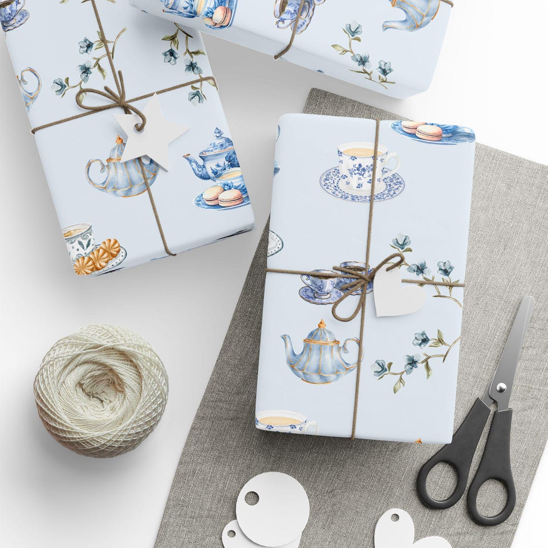 Tea Party Gift Wrap Wrapping Paper Tea Set Gift Wrap for Special Gift ...