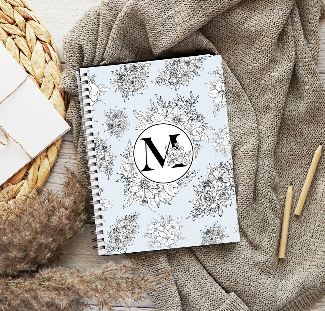 Cute Notebook Floral Notebook Monogram Notebook Monogrammed Notebook ...