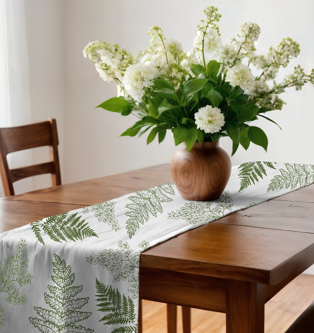 Fern Table Runner Fern Design Farmhouse Table Linens Nature Inspired ...