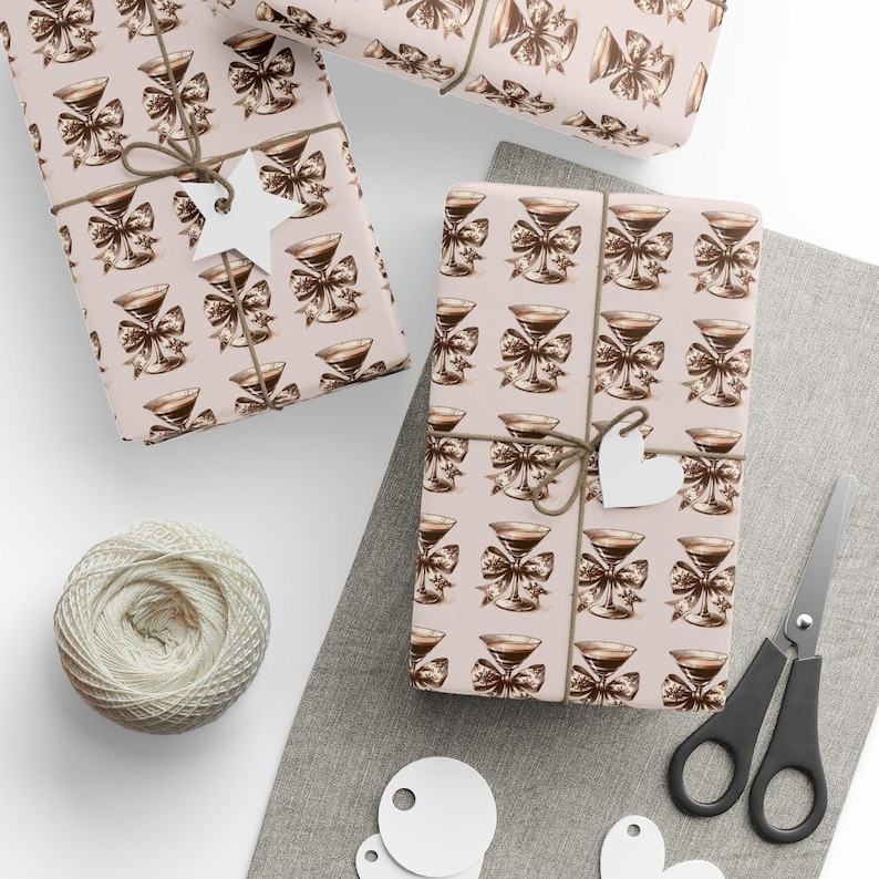 Espresso Martini Wrapping Paper Cocktail Gift Wrap for Christmas ...