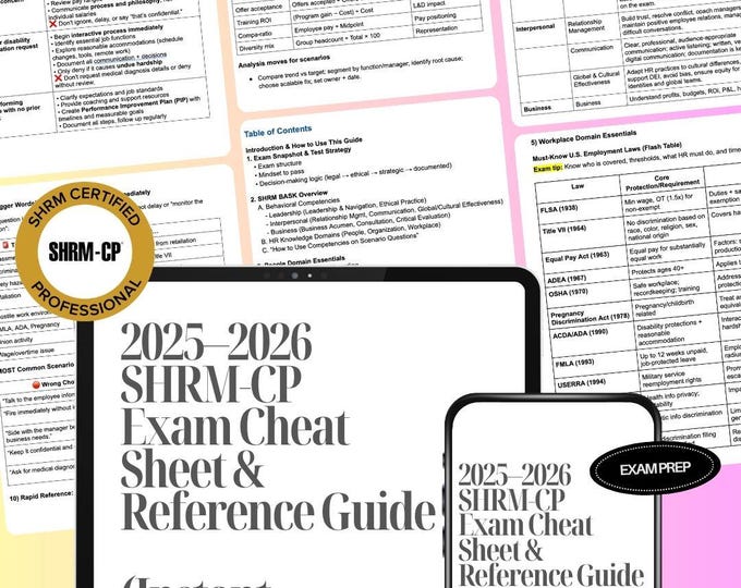 2025–2026 SHRM-CP Exam Cheat Sheet & Reference Guide (instant Download ...