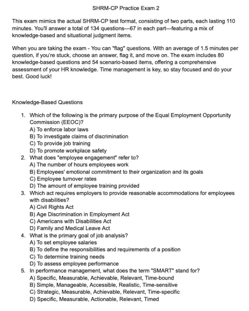 2025–2026 SHRM-CP Exam Study Guide | Bask-aligned Notes, Practice ...