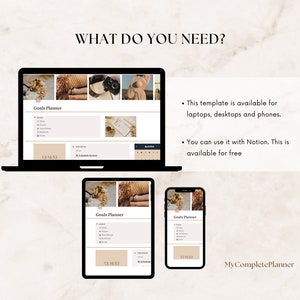 Goals Notion Planner Digital Beige Dashboard for Goal Getters Aesthetic Notion Life Template ...