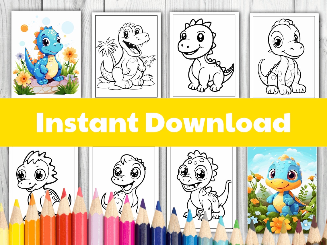 Dinosaur Kids Coloring Cards for Kids Printable Dinosaur Developer Kids ...