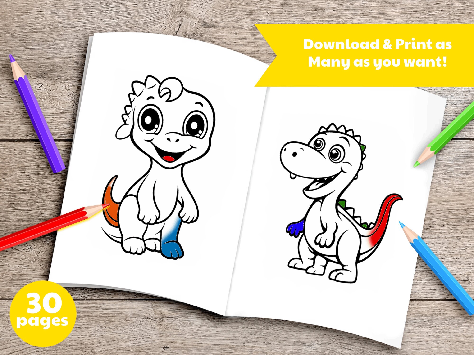 Dinosaur Kids Coloring Cards for Kids Printable Dinosaur Developer Kids ...