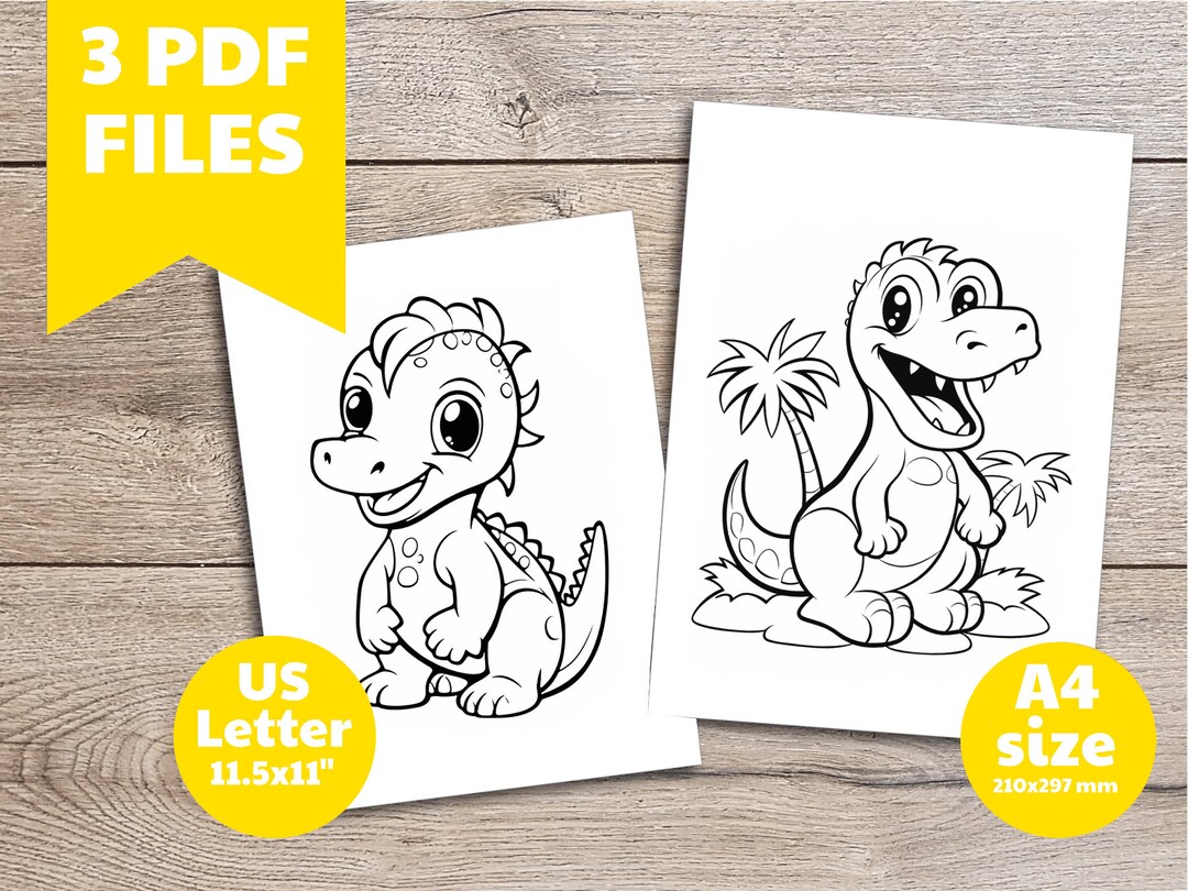 Dinosaur Kids Coloring Cards for Kids Printable Dinosaur Developer Kids ...