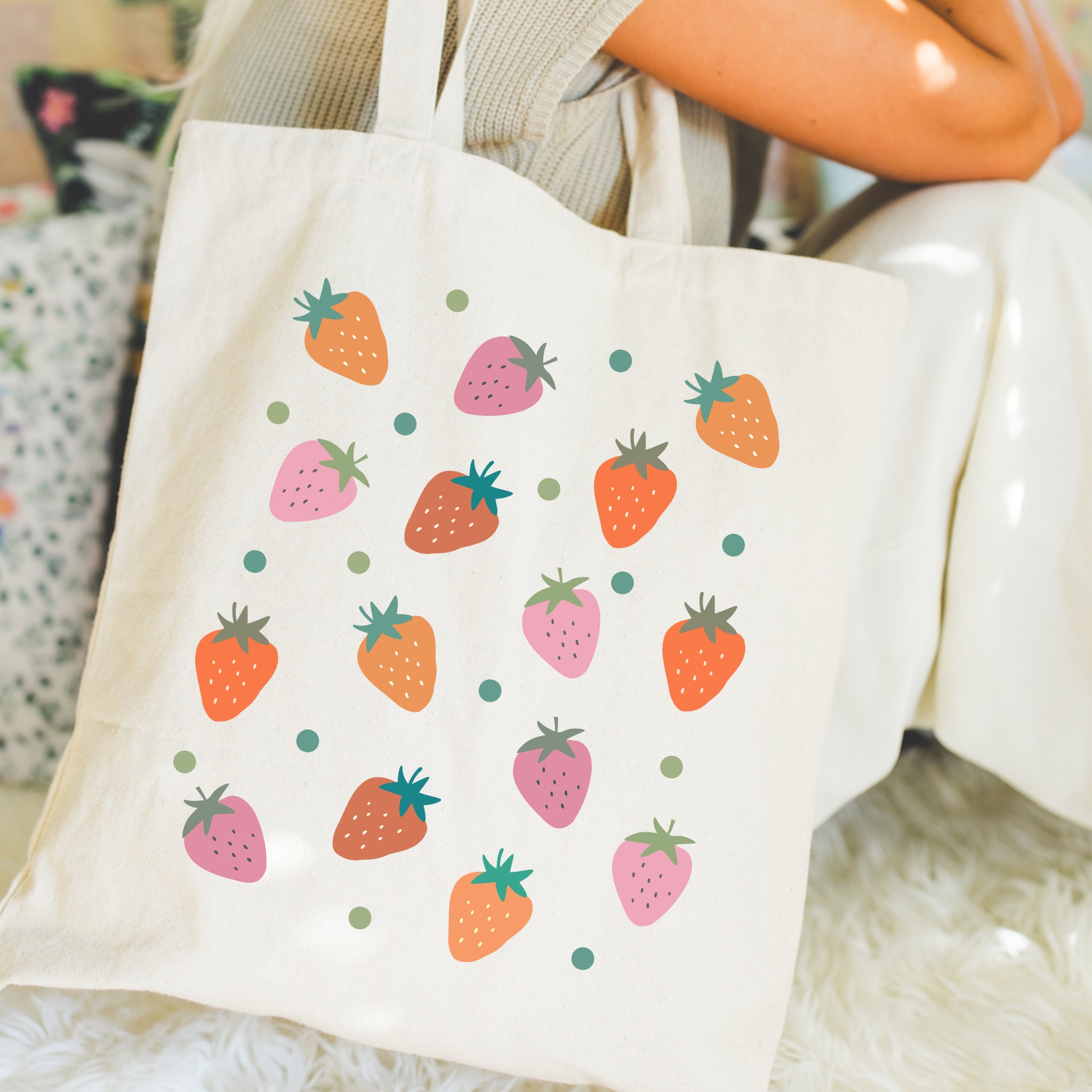 Strawberry Tote Bag, Strawberry Bag, Summer Tote Bag, Farmers Market ...