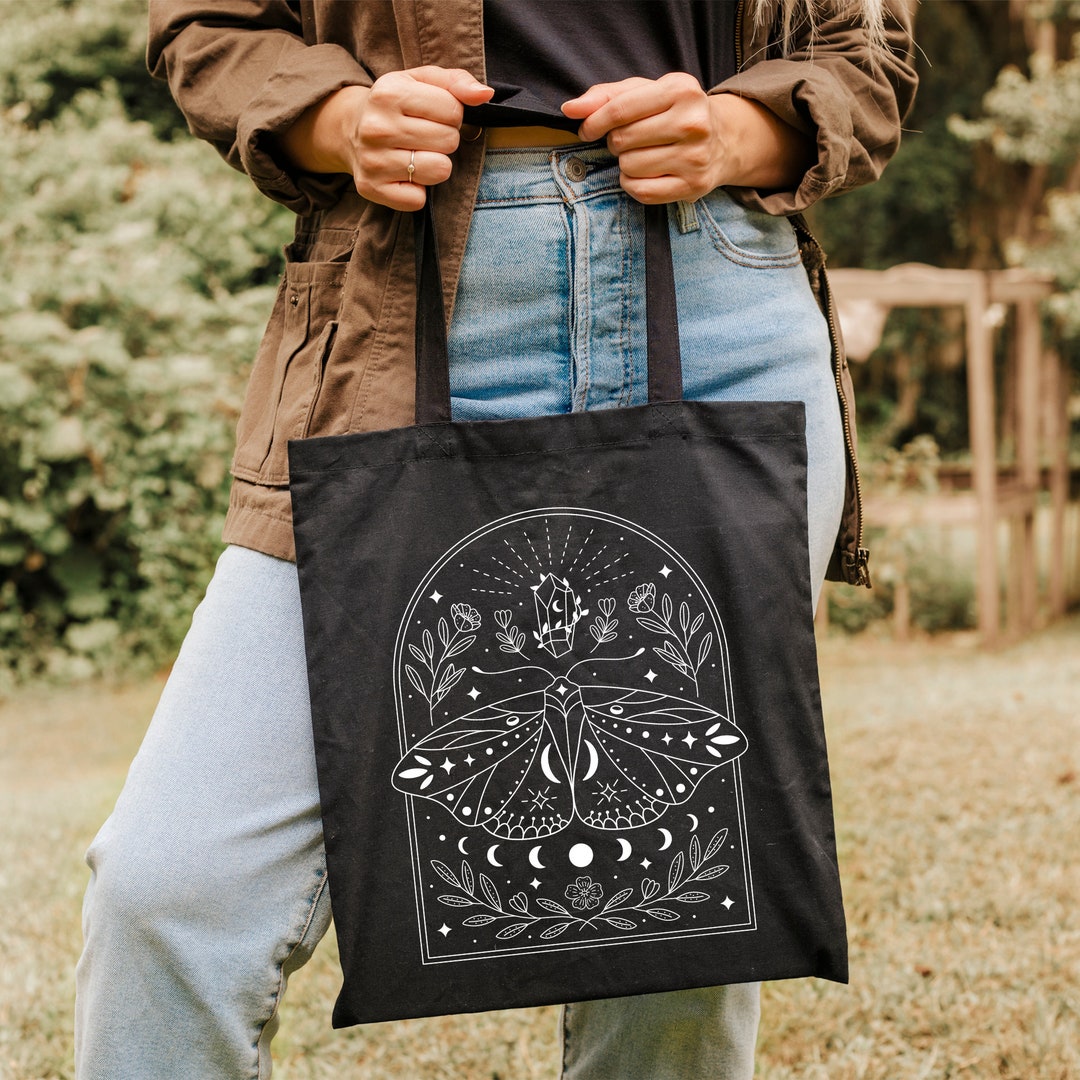 Moth Tote Bag, Moth Bag, Moth Tote, Goth Tote Bag, Moon Tote Bag, Lunar ...