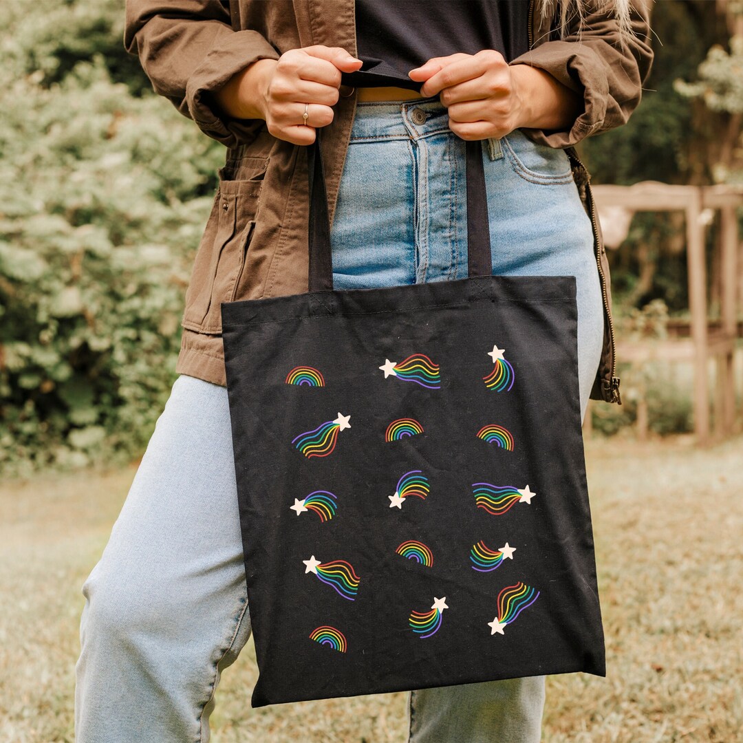 Pride Tote Bag, Rainbow Pride Tote, Lgbtq Rainbow Bag, Ally Pride ...