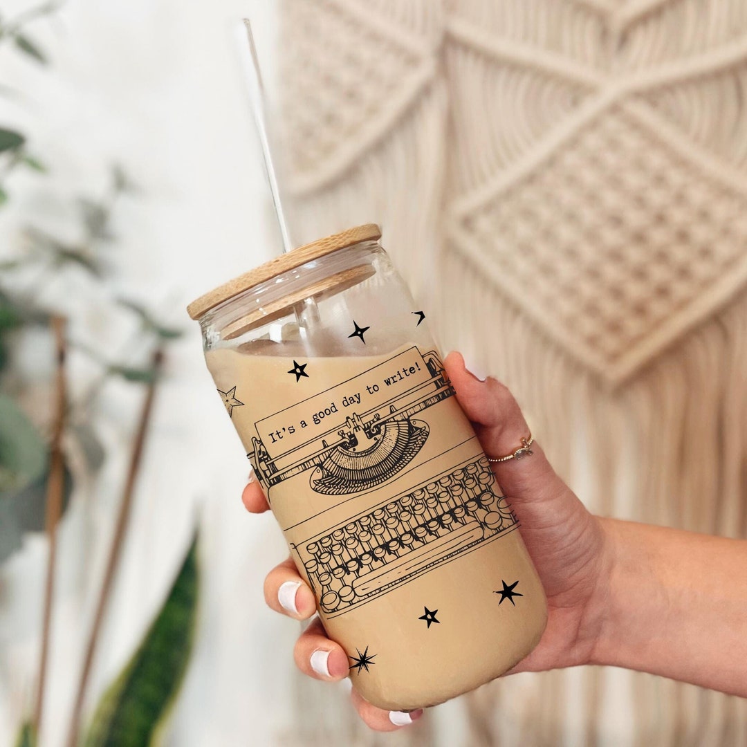 Author Iced Coffee Glass Cup, Writer Iced Coffee Glass Cup, Author ...