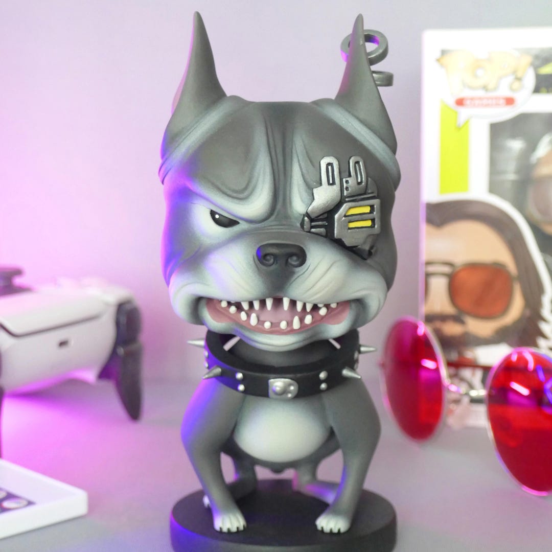 Cyber Dog Bobblehead Figure Handmade Pitbull Cyberpunk Inspired - Etsy