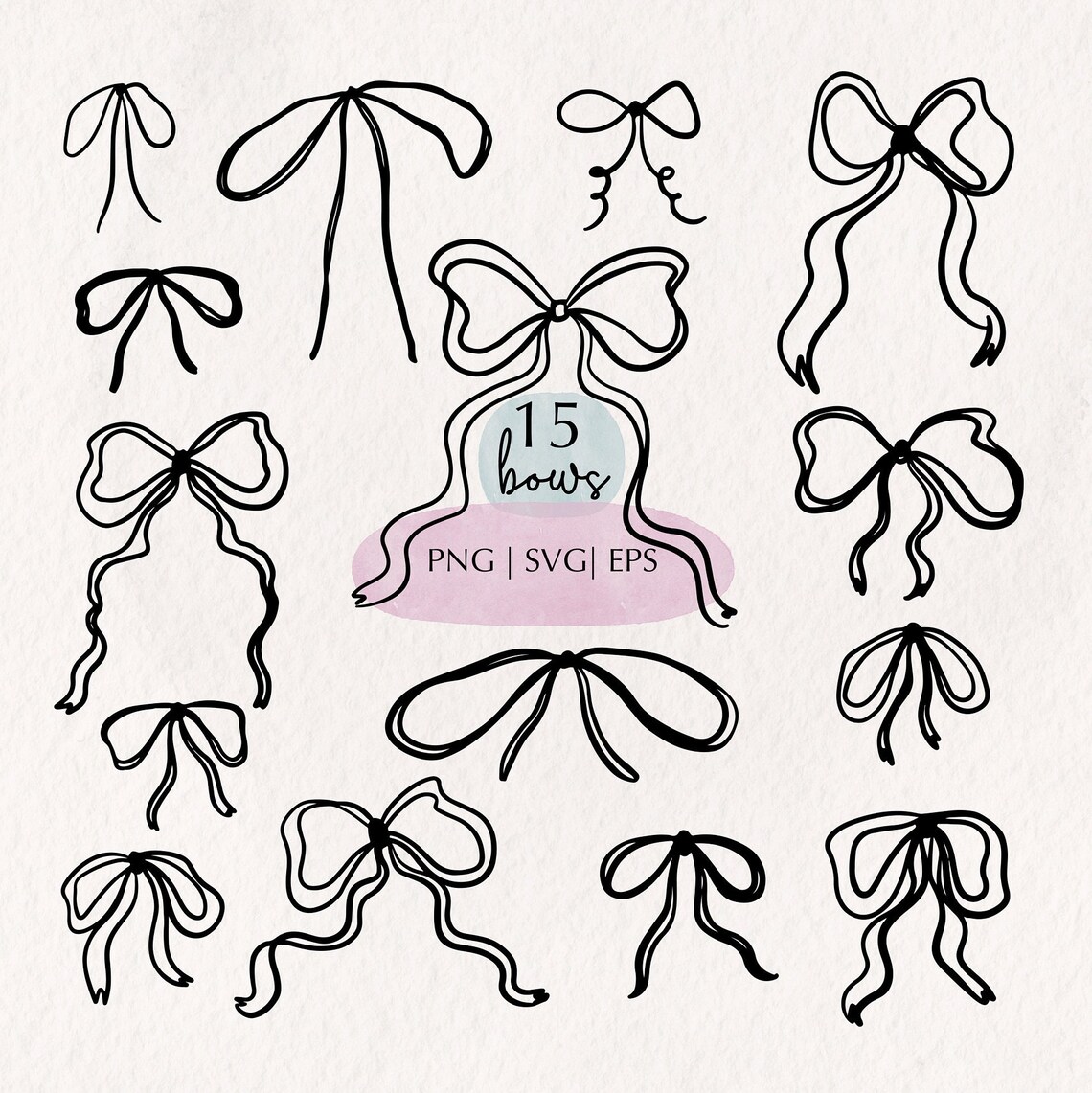 15 Hand Drawn Bows SVG PNG EPS Icons Clipart for Wedding Stationary ...