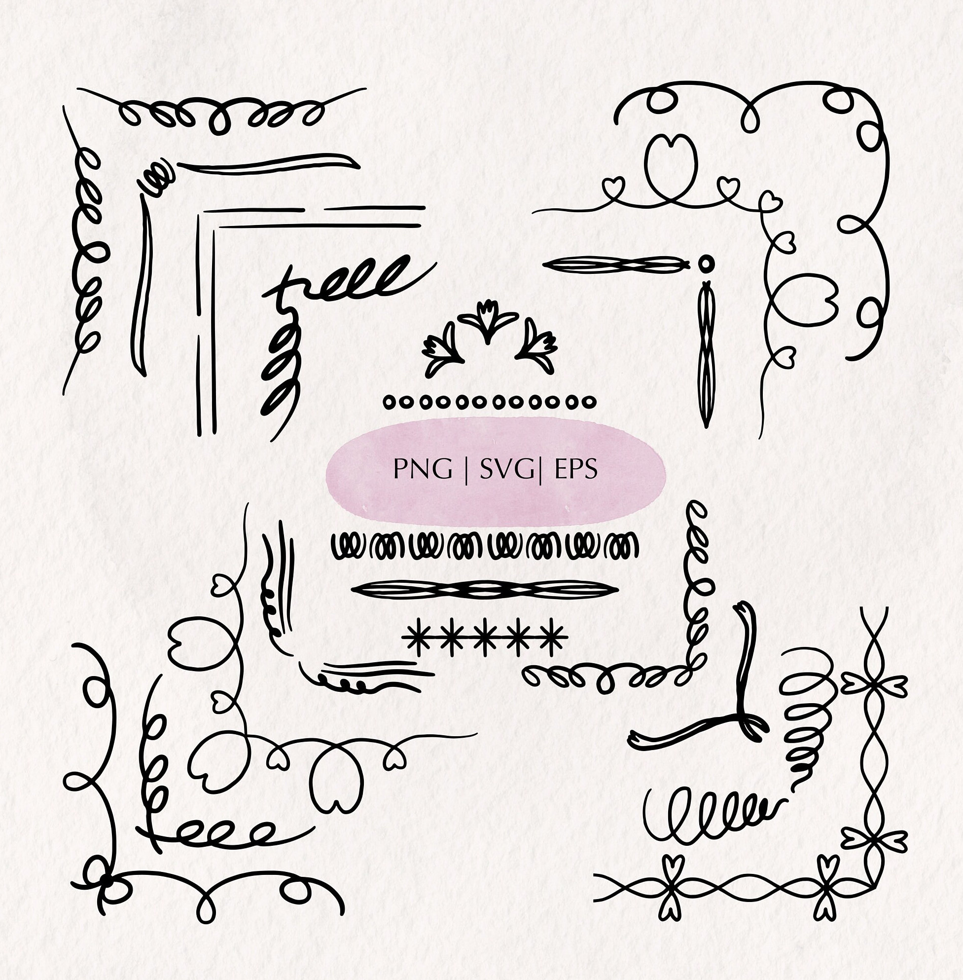 20 Squiggly Frames Wavy Borders Dividers Bundle SVG PNG for Wedding ...