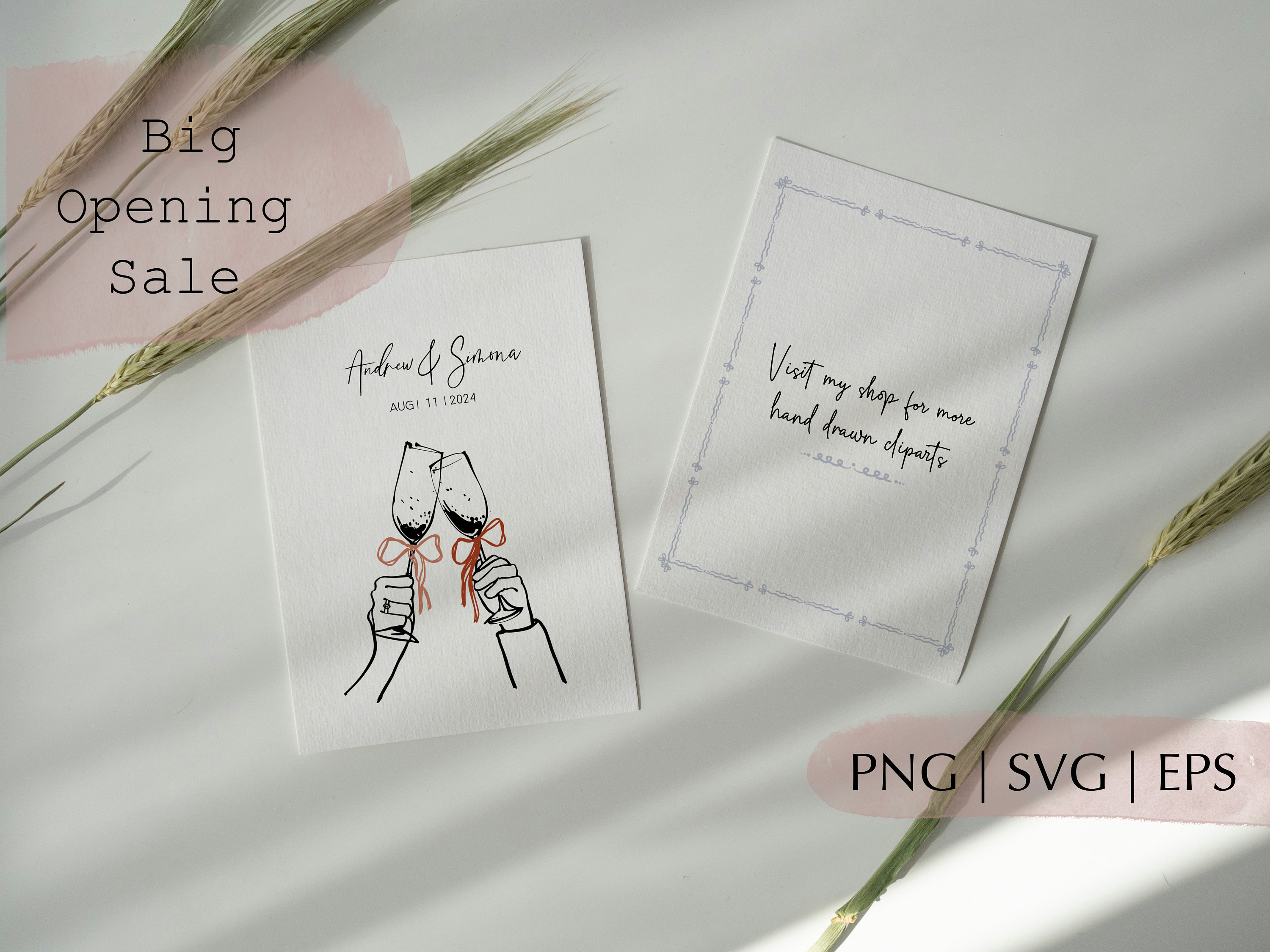 Hand Drawn Cheers Wedding Clipart SVG PNG Cin Cin Champagne Wine ...