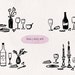 4 Hand Drawn Italian Food & Beverage Sets SVG Black White Wedding ...