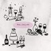 Wedding Dinner Table Ink Icons for Wedding Invitation With Food and ...