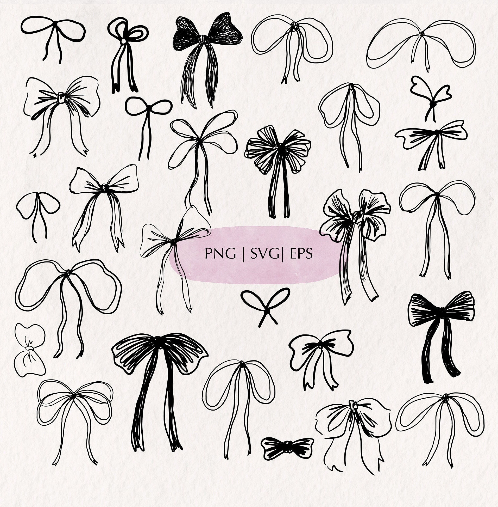 28 Hand Drawn Bows SVG PNG EPS Icons Clipart for Wedding Stationary ...