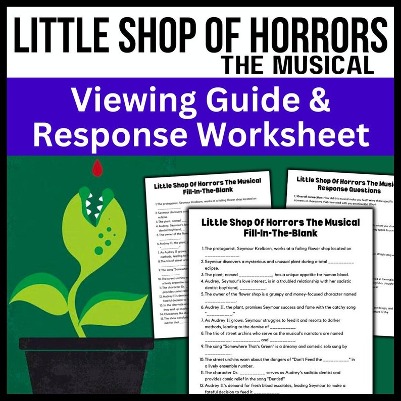 Little Shop of Horrors: Fill in the Blank Viewing Guide & Response ...