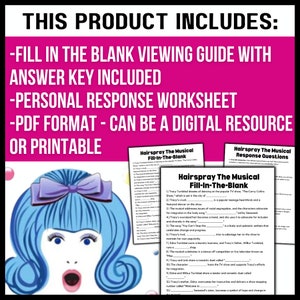Hairspray the Musical: Fill in the Blank Viewing Guide & Response ...