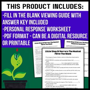 Little Shop of Horrors: Fill in the Blank Viewing Guide & Response ...
