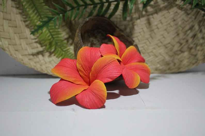 Red Plumeria Ear Pick, Artificial Foam Flower, Frangipani Hair Stick ...