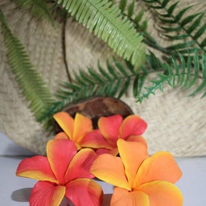 Red Plumeria Ear Pick, Artificial Foam Flower, Frangipani Hair Stick ...