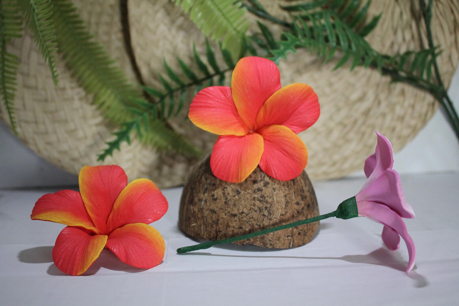 Red Plumeria Ear Pick, Artificial Foam Flower, Frangipani Hair Stick ...