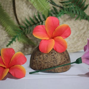 Red Plumeria Ear Pick, Artificial Foam Flower, Frangipani Hair Stick ...