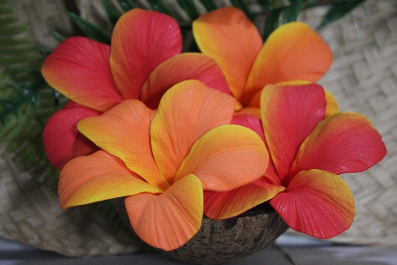 Red Plumeria Ear Pick, Artificial Foam Flower, Frangipani Hair Stick ...