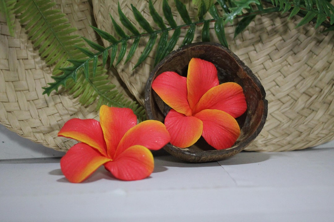 Red Plumeria Ear Pick, Artificial Foam Flower, Frangipani Hair Stick ...