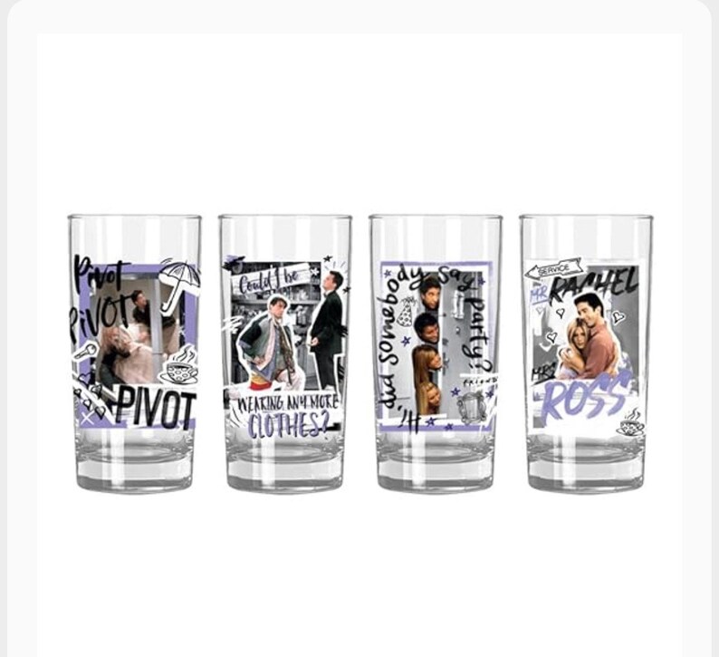 Friends Iconic Quotes and Scenes 4 Pack Glass Set, 10 Ounces - Etsy