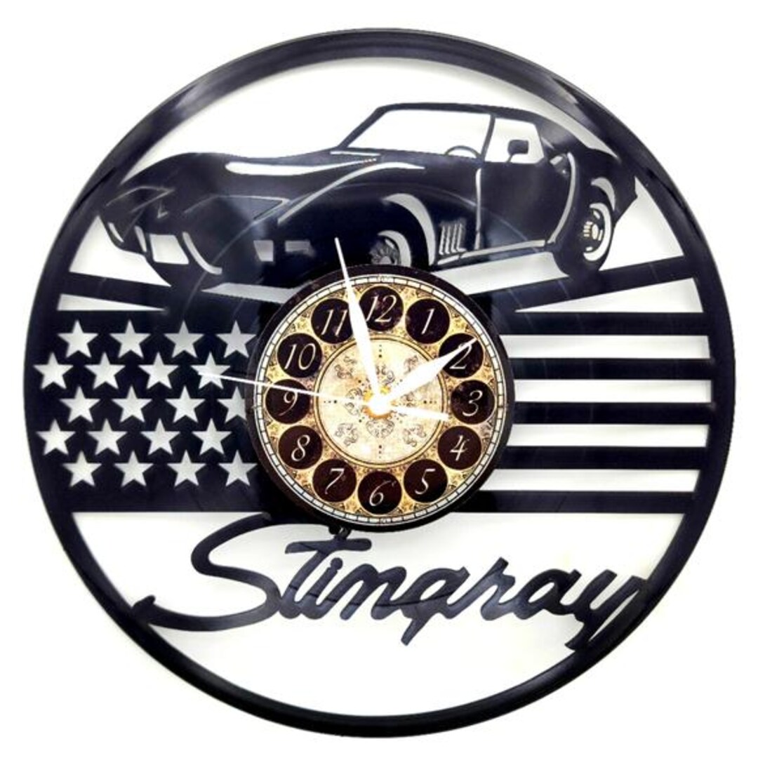 CHEVROLET CORVETTE STINGRAY Vinyl Record Clock Man Cave Chevy Wall Art ...