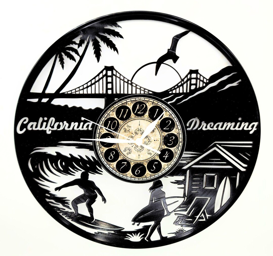 CALIFORNIA | Vinyl Record Clock | Skyline Wall Art | Office Clock ...