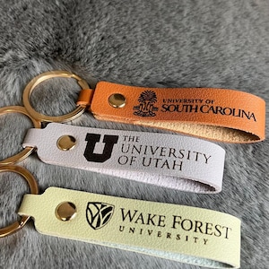 Personalized Leather University Logo Keychain: Alumni Gift - Etsy