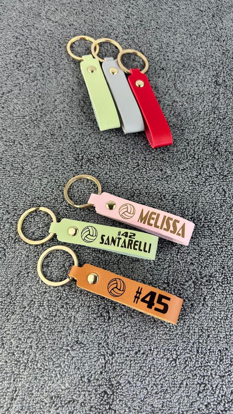 Personalized Volleyball Team Logo Keychain – Custom Engraved Leather ...