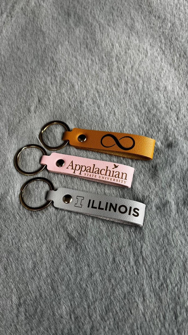 Personalized College Logo Leather Keychain – Custom Engraved University ...