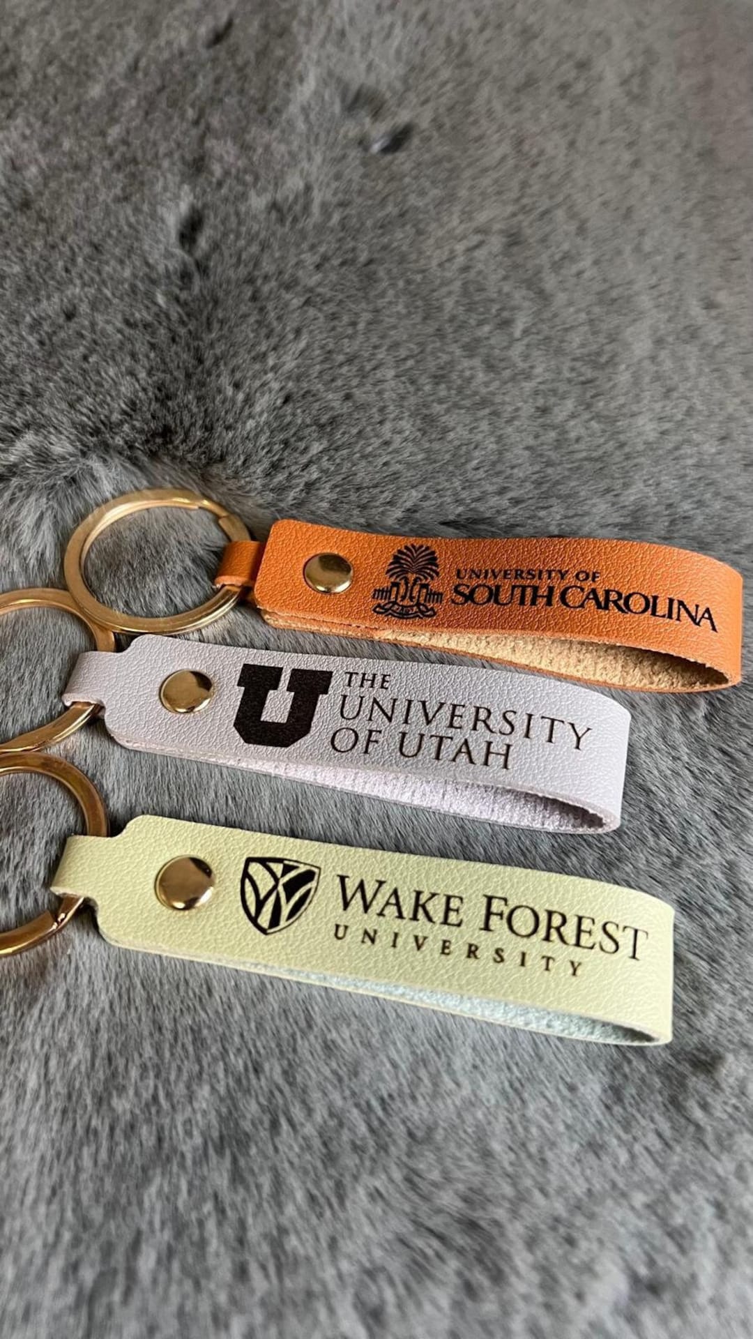 Custom College Logo Merch Personalized Leather Keychain With Name Logo ...