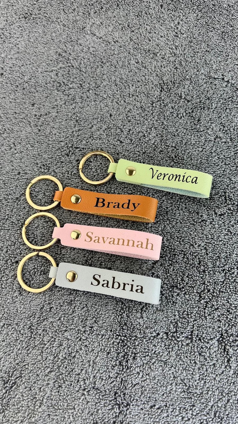 Personalized Leather Keychain, Custom Name Keychain, Anniversary Gift ...