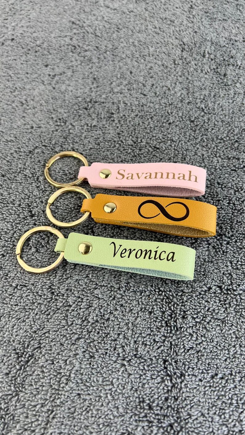 Personalized Leather Keychain, Custom Name Keychain, Anniversary Gift ...