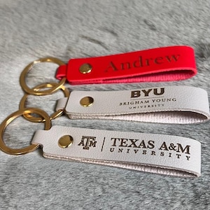 Personalized Leather University Logo Keychain: Alumni Gift - Etsy