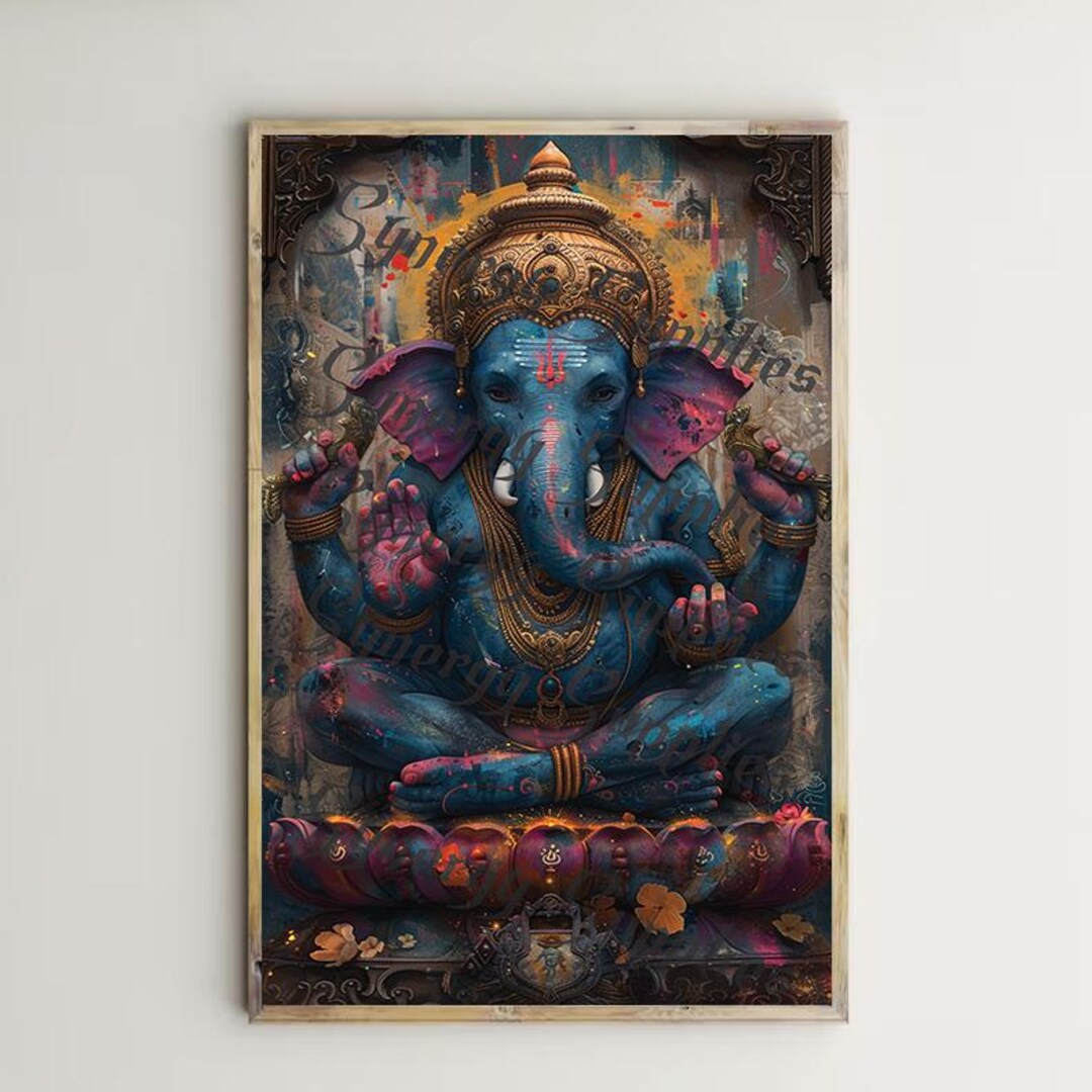 Portrait of Ganesh Digital Print Aesthetic Printable Wall Art Colorful ...