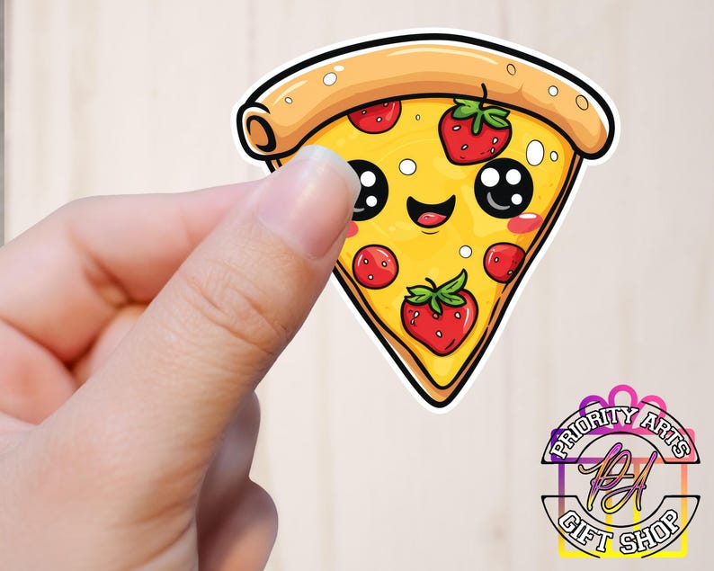 Kawaii Pizza Sticker, Kawaii Sticker | Pizza for Laptop, Phone Case ...