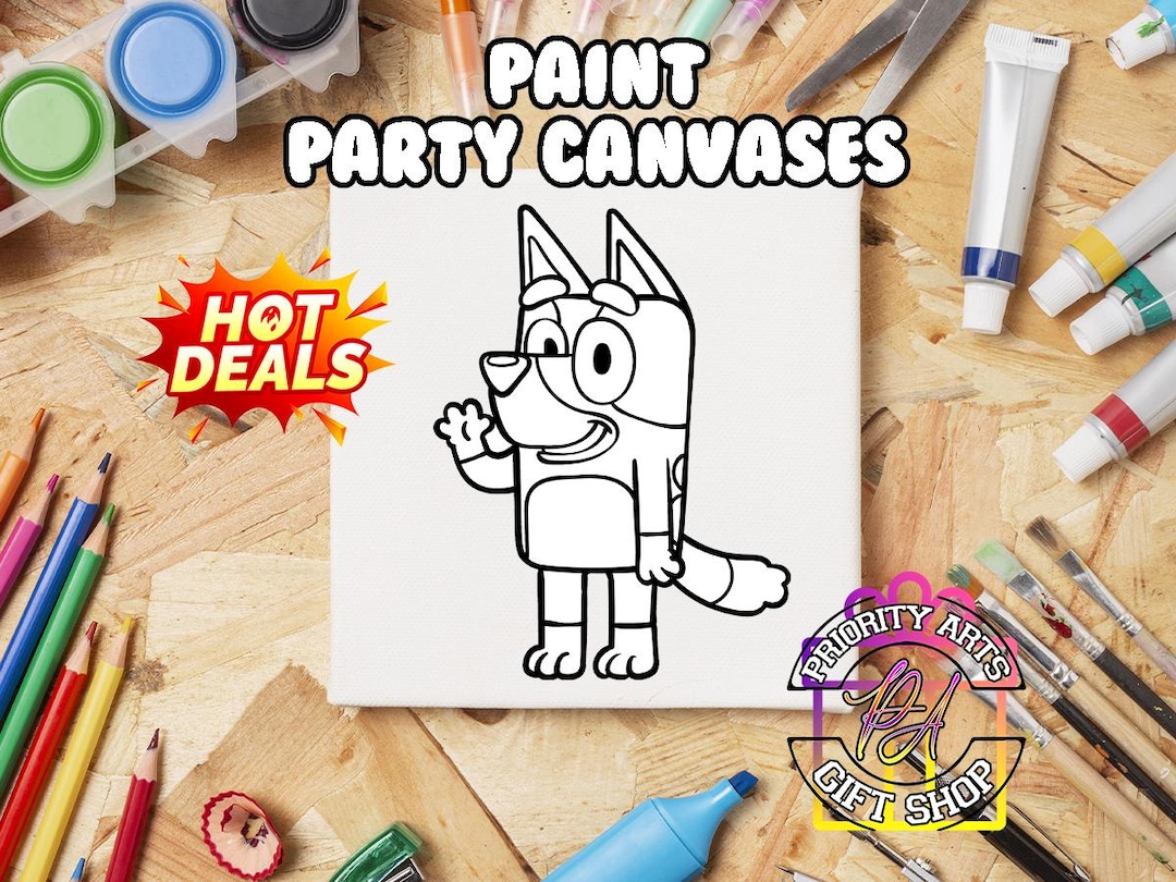 Bluey Paint Party Canvases, Paint Party, Paint Party Canvases, Bluey ...