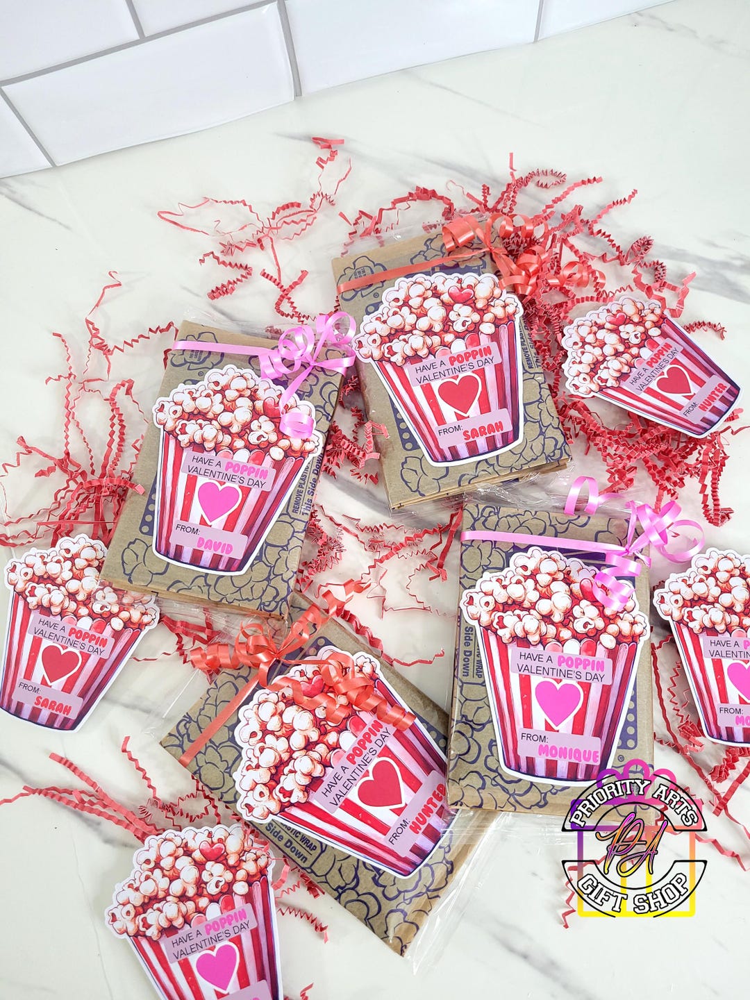 Valentine Popcorn Stickers Set of 12, Valentine's Day Stickers, Boy ...
