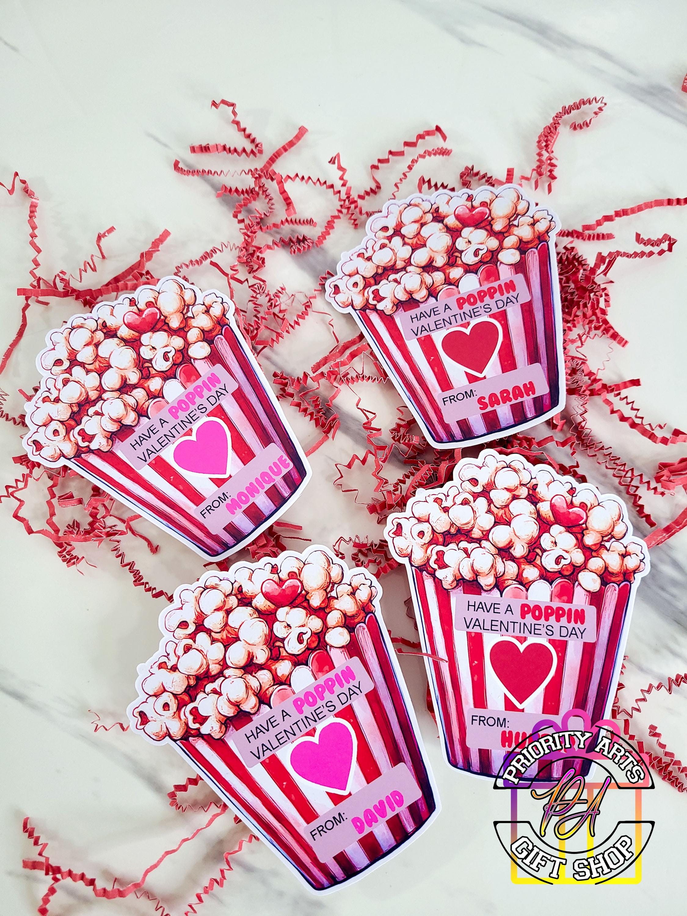 Valentine Popcorn Stickers Set of 12, Valentine's Day Stickers, Boy ...