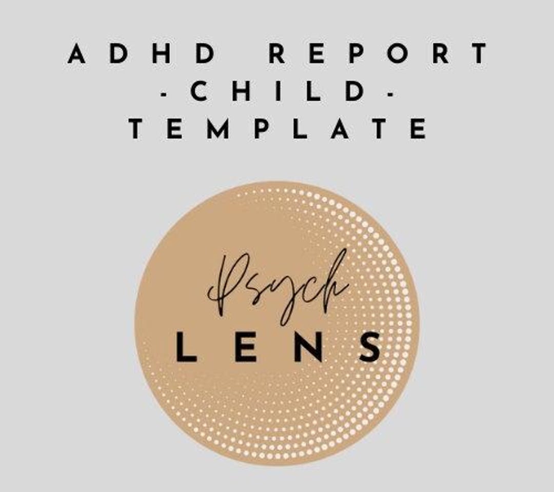 ADHD (child) Report Template - Psychology - Etsy